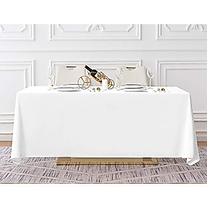Surmente Tablecloth 90 * 156-inch Rectangular Polyester Table Cloth，Dining Table Cover for Weddings, Banquets, or Restaurants Indoor and Outdoor(White)