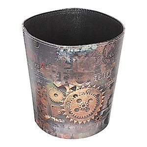 Alipis Paper Kitchen Room, Office Industrial Gallon Gear for Can Waste Decorative Bedroom Bucket Pu Retro Living Studio Storage Without Vintage Garbage Steampunk Lid Room Wastebasket