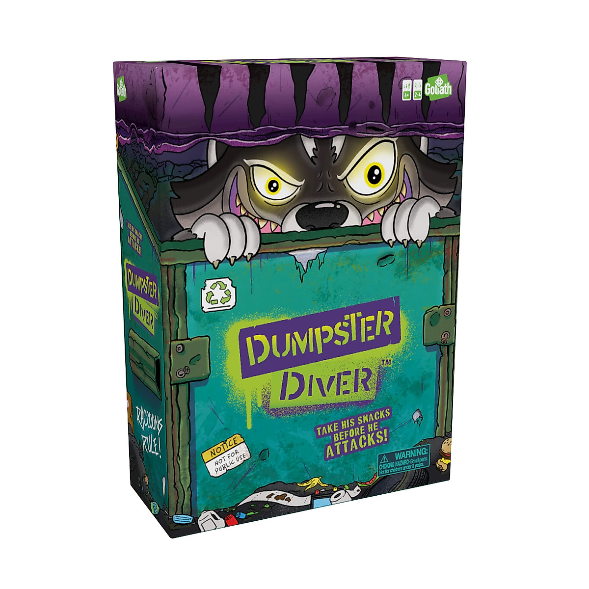 Goliath Dumpster Diver Game - Take Raccoon's Snacks Before His Paw Jumps Out to Defend His Goodies - No Reading Required - Ages 4 and Up, 2-4 Players