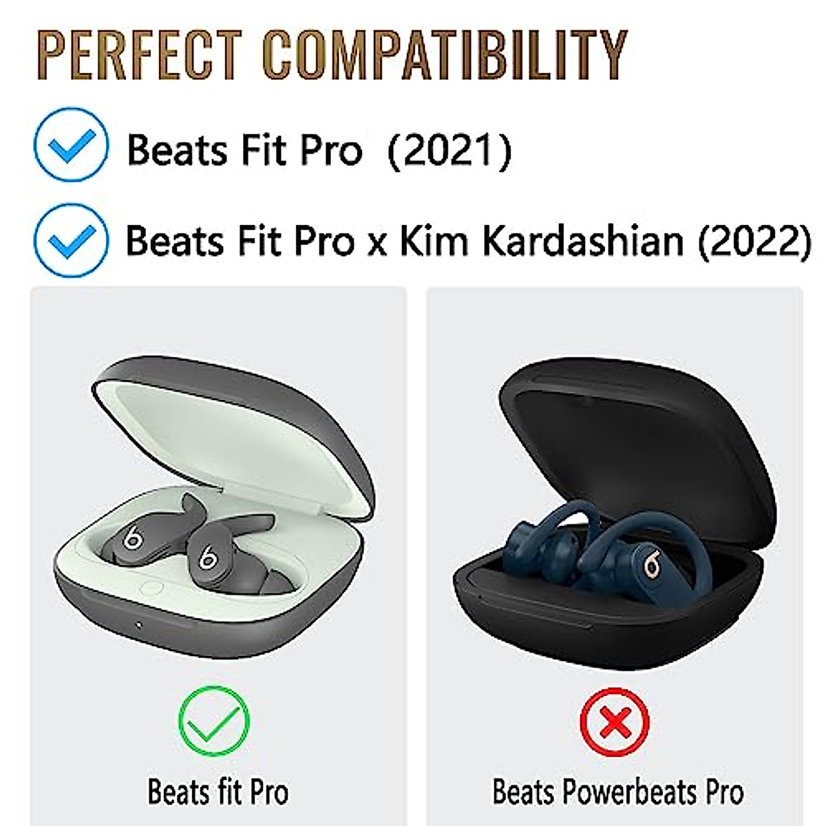 JIML [Upgrade Secure Lock] Compatible with Beats Fit Pro 2021 Case TPU Military Shell Protective Cover Skin Shock-Absorbing with Keychain and Lanyard (Clear-White)