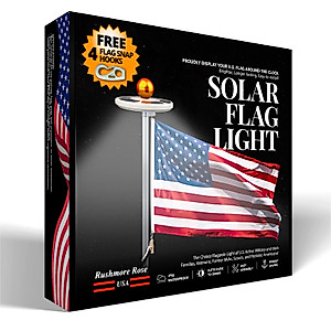Flag Pole Light Solar Powered - Waterproof & Weatherproof Energy Saving Solar Flag Pole Lights for up to 30 Ft Poles -Flag Pole Solar light top Top Mount Dusk to Dawn 26 LED Flag Light
