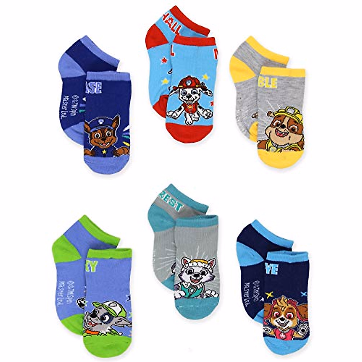 Nickelodeon Paw Patrol Toddler Boys 6 Pack Quarter Style Socks Set (Small (Sock: 4-6), Multicolor)