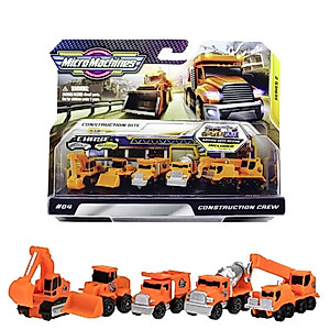 Micro Machines MMW0021 Construction Crew Pack, Features 5 Plus Corresponding Scene-Highly Collectible Themed Toy Cars – Tiny Vehicles, Huge World, Orange