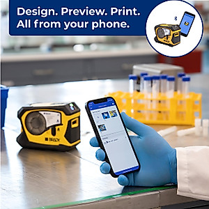 Brady M211 Portable Bluetooth Label Printer - Design. Preview. Print. All from Your Phone. Yellow/Black 4 in H x 5.4 in W x 2.6 in D