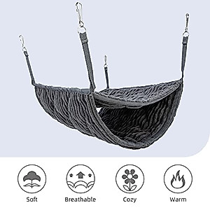Niteangel Luxury Double Bunkbed Hammock, Fit 2 Adult Ferrets or 5 More Adult Rats Warm Plush Hanging Hammock Bed Hideout for Hamster Guinea Pig Rat Ferret Chinchill(Gray)