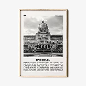 Harrisburg Print Black and White, Harrisburg Wall Art, Harrisburg Poster, Harrisburg Photo, Harrisburg Map, Pennsylvania, USA, United States