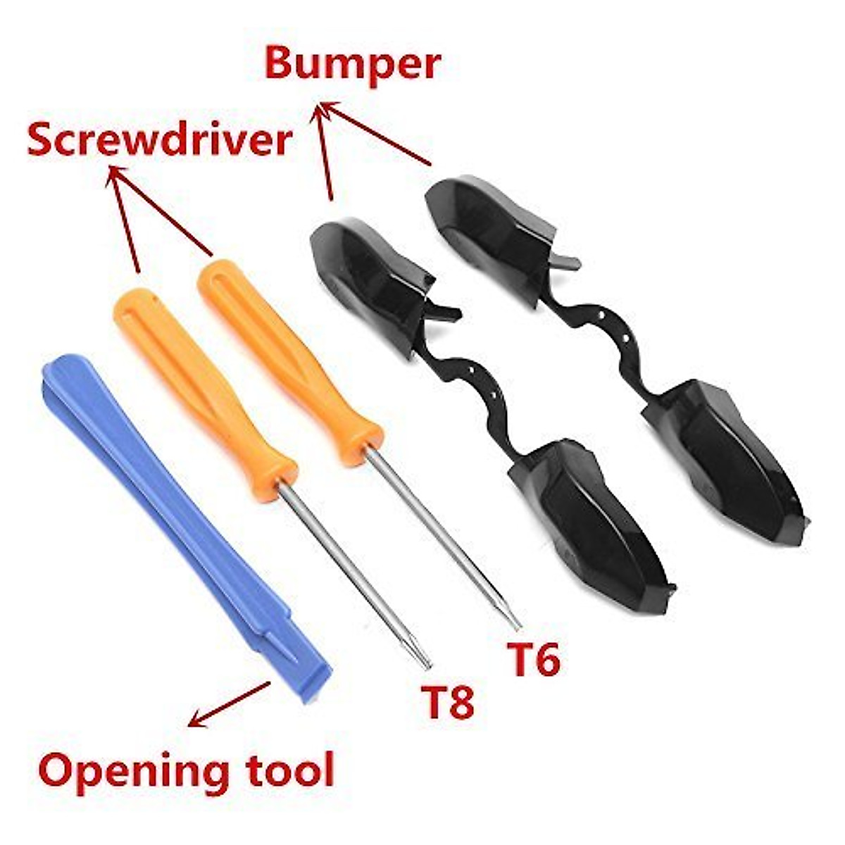6PCS New Replacement Bumpers Triggers LB RB Buttons with T6 T8 Screwdrivers for Xbox One Elite Edition Controller 3.5mm Jack-Black