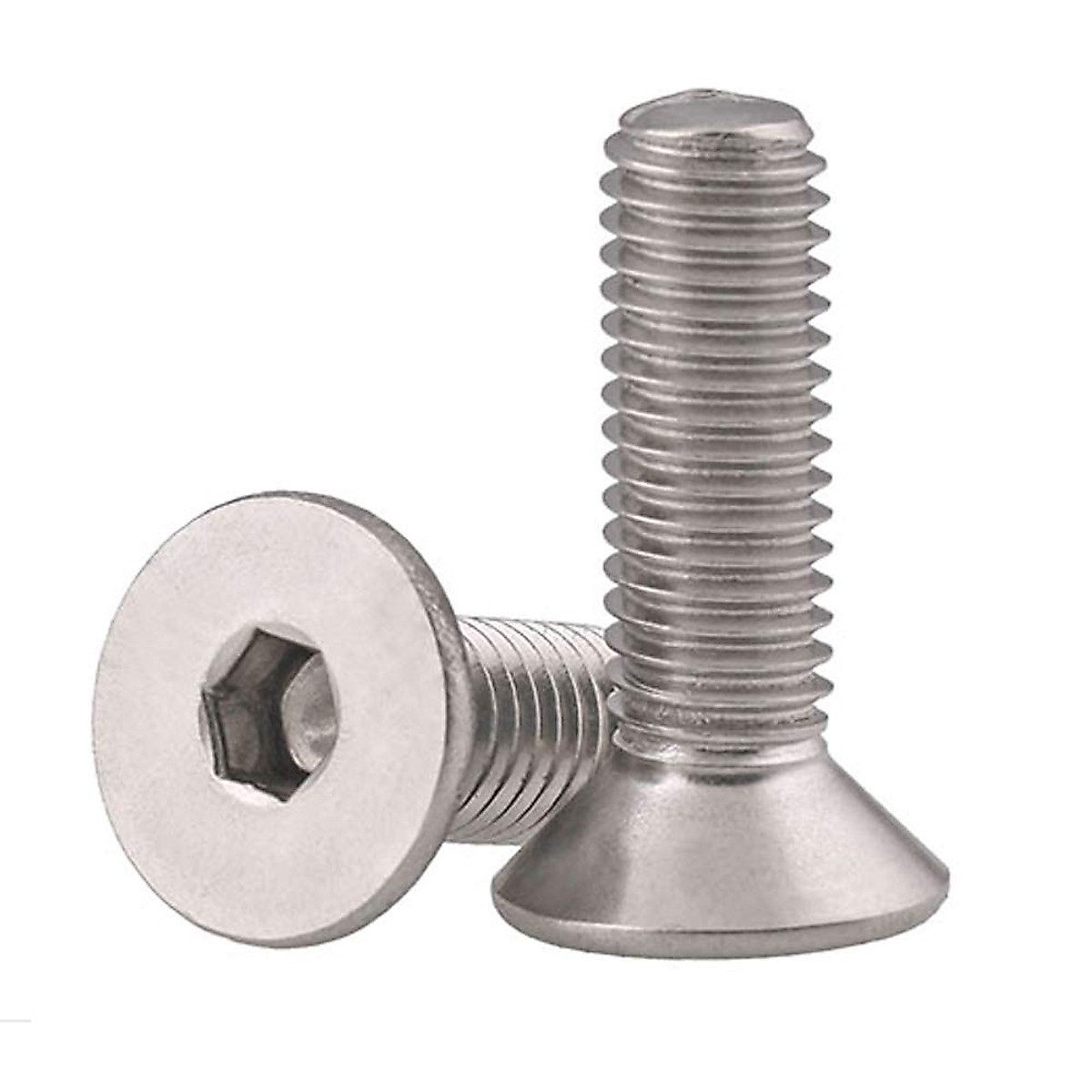 M6-1.0 x 16mm Flat Head Socket Cap Screws, Stainless Steel 18-8 (304), Bright Finish, DIN 7991, Allen Socket Drive, 25 PCS