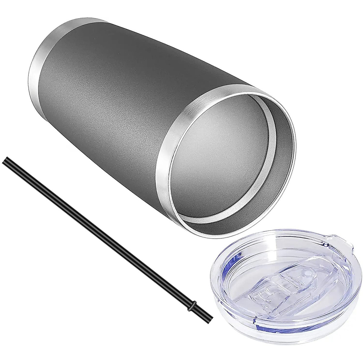 VEGOND 20oz Tumbler with Lid and Straw Stainless Steel Tumbler Cup Vacuum Insulated Double Wall Travel Coffee Mug Powder Coated Coffee Cup(Grey 1 Pack)