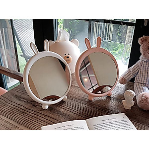 Glattly Girls Desktop Makeup Mirror, Rabbit Mirror, Large Mirror in Student