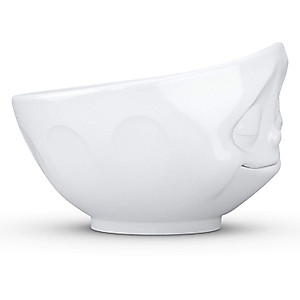 FIFTYEIGHT PRODUCTS TASSEN XL Porcelain Bowl, Happy Face Edition, 33 oz. White (Single Bowl), Extra Large Bowl