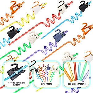 Cat Party Supplies, 24Pcs Cat Straws and 2Pcs Cleaning Brushes, Reusable Plastic Cat Straws, Cat Party Supplies Favors，Birthday Party Decorations
