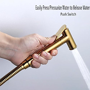 Handheld Bidet Sprayer for Toilet,Wall Mounted Cloth Diaper Sprayer Set with Cold Water,Brass Toilet Bidet Sprayer for Feminine and Baby Diaper Wash,Rose Gold