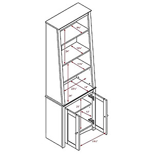 PREPAC Espresso Tall Slant-Back Bookcase with 2 Shaker Doors
