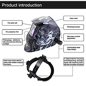 Welding Helmet, TEKWARE Solar Power Auto Darkening Welding Hood Welder Mask Breathable Grinding Helmets with Adjustable Shade Range 4/9-13