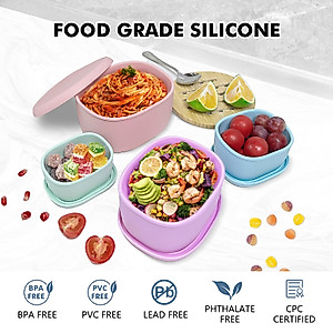 Anatole Silicone Food Storage Containers 4 Pcs Lunch Bento Box with Lids Leakproof Dishwasher Microwave Oven Freezer Safe BPA Free CPC Certified (30oz 20oz 10oz 6.7oz)
