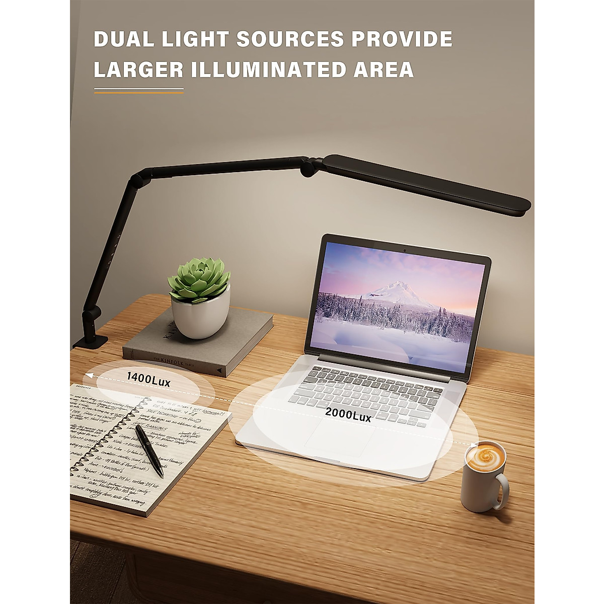 Homlife LED Desk Lamp, Dual Light Sources Desk Lamp for Home Office Dorm, Stepless CCT and Brightness Control with Remote, Adjustable Swing Arm