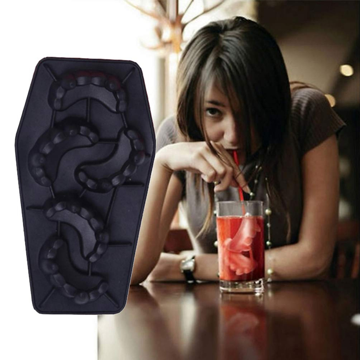 BESPORTBLE Halloween Vampire Teeth Ice Cube Mold Creative Halloween Theme Chocolate Ice Box Ice Cube Tray Mold Ice Maker DIY Kitchen Party Accessories