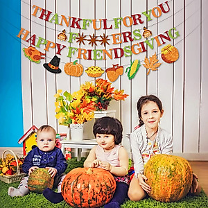 Happy Friendsgiving Banner, Friendsgiving Party Decorations Thankful for You Banner Thanksgiving Banner for Thanksgiving Friendsgiving Party Decorations