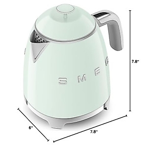 SMEG Mini 50's Retro Style 3 Cup Electric Kettle with Double Wall Anti Slip Base and Water Level Indicator (Pastel Green)