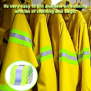 High Visibility Reflective Tape Strip 1.96in*0.79in Fabric Florescent Reflective Safety Tape Sew-on Warning Safety 16.4ft Length No Wrinkle Packaged in Roll