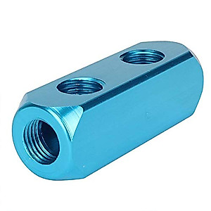 Beduan 1/4" 2 Way 5 Port Aluminum Air Hose Inline Manifold Block Splitter, Pneumatic Air Compressor Manifold Fitting