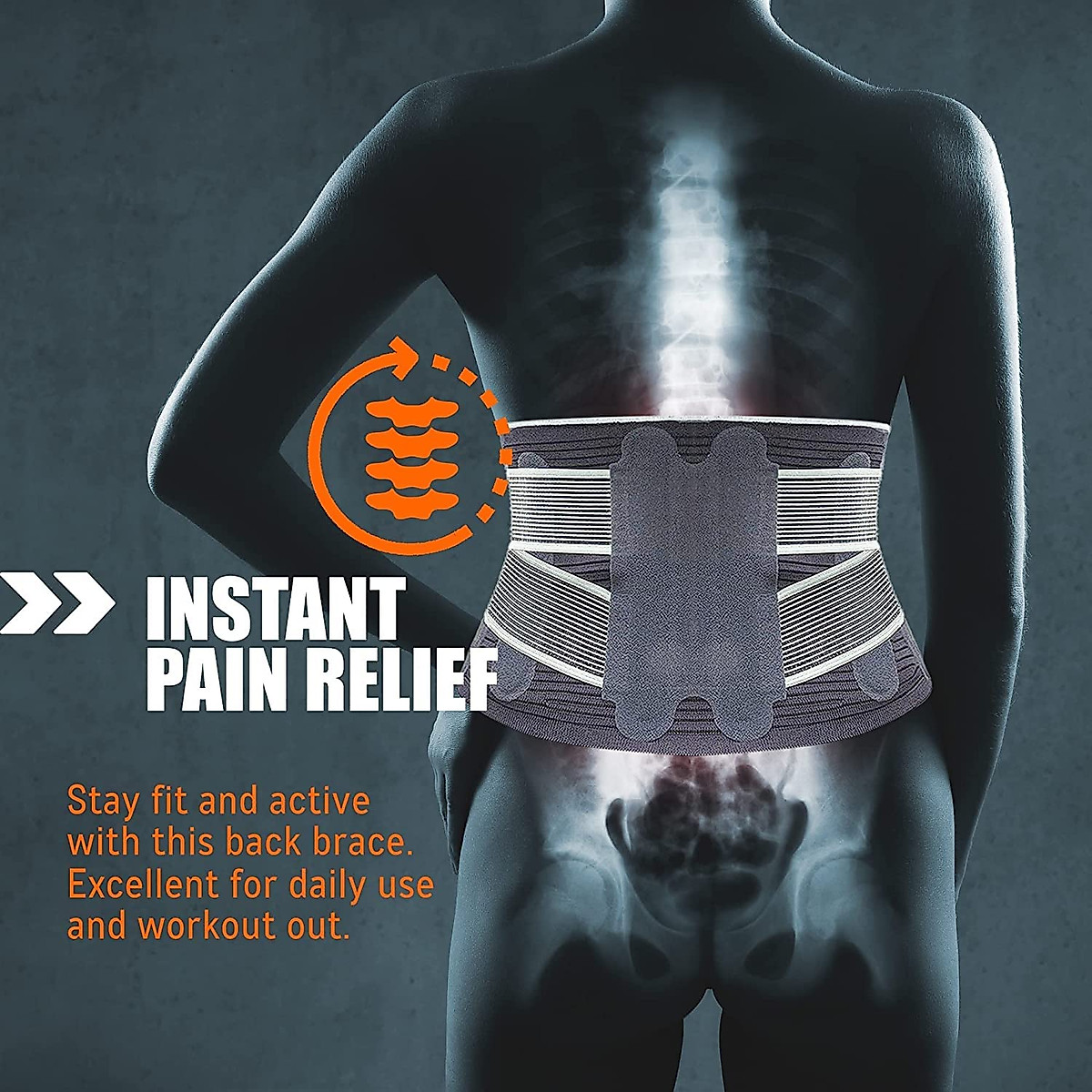 AllyFlex Sports® Lumbar Support - Back Brace For Men & Women Ergonomic Design and Lightweight Breathable Material Provide Back Support and Pain Relief for Waist - XS/S (25.0'' - 31.5'')