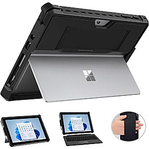 MoKo Case Fit Microsoft Surface Go 4 /Surface Go 3 / Surface Go 2 / Surface Go Case, All-in-One Protective Cover Case with Pen Holder Hand Strap, Compatible with Type Cover Keyboard, Black
