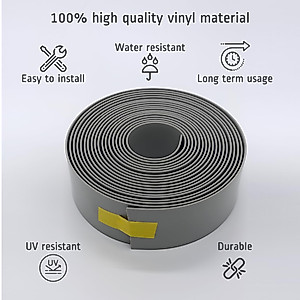 KOMORAX Gray 1.5" Wide 20' Length Chair Vinyl Strap Strapping for Patio Lawn Garden Outdoor Furniture Matte Finish Color