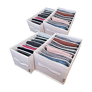 Joue Closet Drawer Organizers 4 Pcs. Premium, Extra-Sturdy, Mesh Organizational Dividers for Clothes Storage. White Wardrobe Dresser Clothing Grid System for Tshirts, Jeans, Leggings. 2 Small, 2 Large