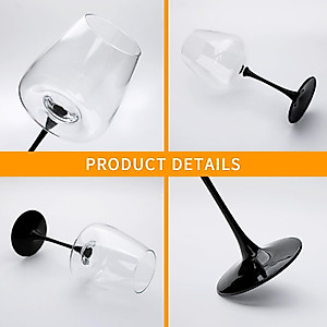 Wine Glasses 20oz,Black Stem Red Wine Glasses Set of 6,Clear Wide Bowl Burgundy Stemware for Home Bar,Anniversary,Wedding,Event