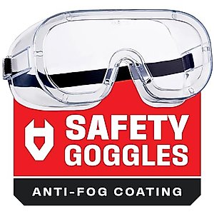 NoCry Protective Non-Vented Safety Lab Goggles with Anti-Fog Coating, Clear Scratch-Resistant Lenses, Universal OTG Fit, an Adjustable Headband, ANSI Z87.1 Rating, and UV Protection