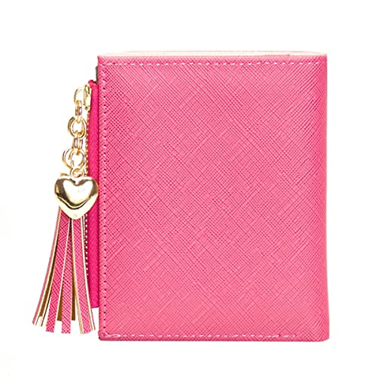Womens Small Wallet Mini Purse Bifold Slim Card Case Holder Zipper Coin Pocket (Barbie Pink)