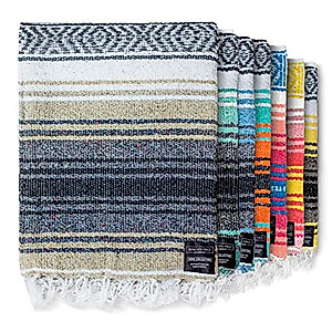 Benevolence LA Authentic Handwoven Mexican Blanket, Yoga Blanket - Perfect Outdoor Picnic Blanket, Beach Blanket, Camping Blanket, Equestrian Saddle Blanket, Serape Blanket 50x70 inches - 1 Blanket