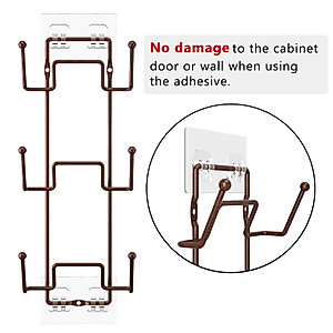 VZINO 2 Pack Pot Lid Organizer Rack for Cabinet Door/Wall, No Drilling Adhesive Wall/Door Mounted Pot and Pan Lid Holder, Plating Metal, Bronze