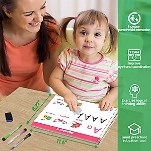 Kindergarten Learning Activities Learn to Write for Kid Age 3 4 5 Years Old, 40 Pages Preschool Handwriting Practice Number Letter Tracing Workbook, Toddler Dry Erase Homeschool Educational Toy