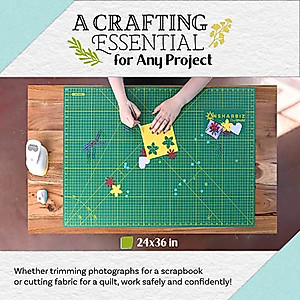 Crafty World 24 x 36 Cutting Mat for Sewing, Self Healing Double Sided Quilting Crafts Mat - Fabric Cutting Mat - Non Slip surface - Rotary Cutting Board