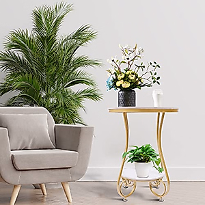 End Table, Modern Round Coffee Table 2-Tier Storage Space Round End Table Side Table Nightstand for Storing and displaying Objects and Decorations for Living Room Bedroom Office Small Space