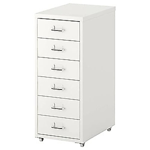 Ikea HELMER Drawer unit on castors, 28x69 cm white, Drawer stops prevent the drawer from being pulled out too far.