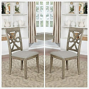 GTU Furniture Set of 2 Wood Dining Chair, Armless Chair Accent Solid Wood Modern Style in Grey