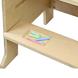 Height Adjustable Kids Kitchen Step Stool with Black and White Activity Board Learning Stool for Toddler Chef Helper Standing Tower