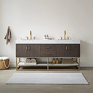 VINNOVA Toledo Bathroom Vanity, 72 Inches, Dark Walnut