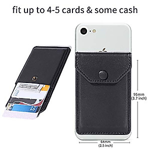 YUNCE Adhesive Cell Phone Ultra-Slim Leather Wallet Stick on Wallet for Credit Card, Business Card, and Id with Phone, and Phone Case, RFID Blocking Sleeve Black