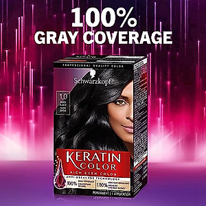 Schwarzkopf Keratin Color Permanent Hair Color Cream, 1.0 Black Onyx