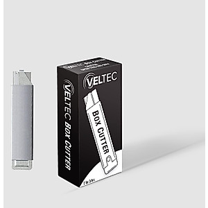 Veltec Standard Box Cutter Retractable Blade Original Utility Knife, for Boxes, Papers, Cardboards, Packages, Tape, Metal Body (Pack of 12)