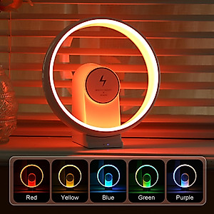 NOTIKS Bedside Lamp,Bluetooth Speaker Table Light with 15W Wireless Charger&USB Port,Phone Holder with Dynamic Color,3 Modes Brightness for Bedroom Nightstand lamp,Girls Boys Room Décor,Gift Ideas