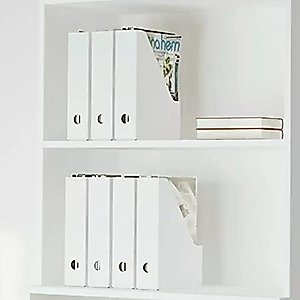 Shop&Save White Cardboard Magazine Holder File Holder,Magazine Organizer,Document Organizer,Magazine Storage Box (5 Pack)