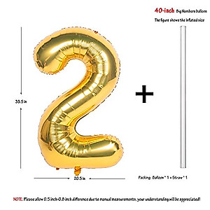 40 Inch Gold Digit Helium Foil Birthday Party Balloons (Gold 2)