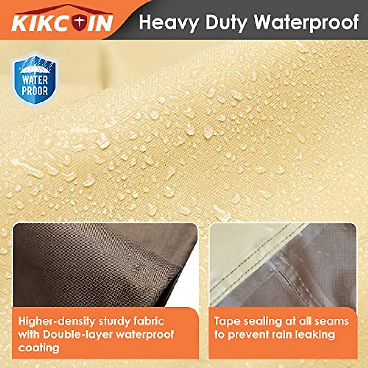 Heavy Duty Patio Chair Covers Waterproof, 2 Pack Lounge Deep Seat Cover 35"W x 38"D x 31"H, Heavy Duty Lawn Patio Outdoor Furniture Covers Waterproof with Air Vents for All Weather, Khaki & Brown