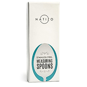 Stainless Steel Measuring Spoons - Set of 4 Premium Metal Spoons - Strong and Durable - Engraved with Metric and Imperial / US Sizes Including Tablespoon and Teaspoon - Ideal for Cooking and General Kitchen Use, for Measuring Liquid and Dry Ingredients